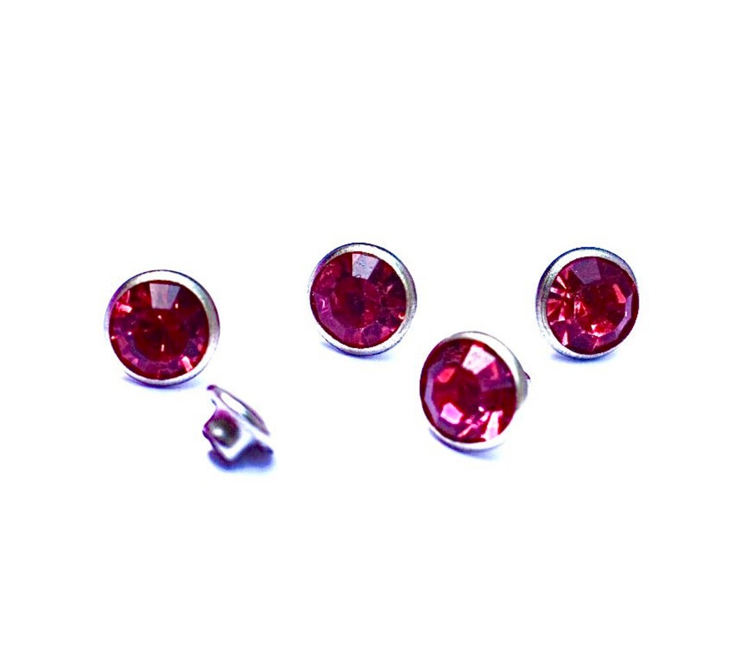 Rose Rhinestone Rivets - 4mm 6mm 8mm Pink Crystal Rivets - Gem Rivets ...