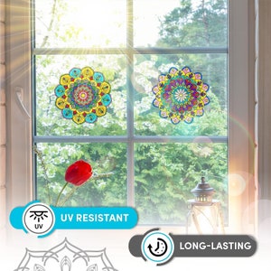 Stained Glass Mandala Art Kit - DIY Window Clings With Markers, 10 ...