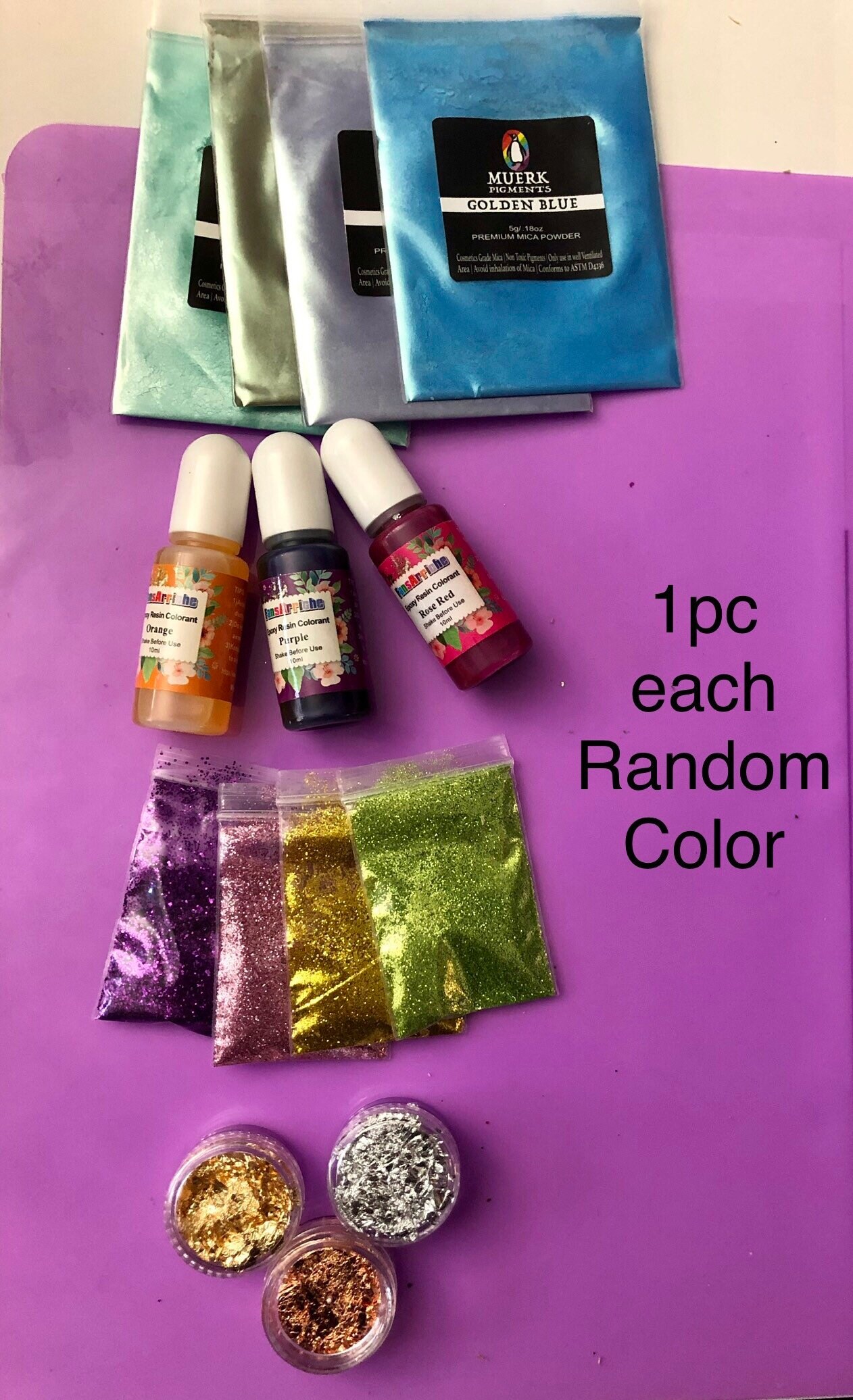 63pc Resin Prep Starter Kit With Glitter, Flowers, Mica, and Dye - 63 ...
