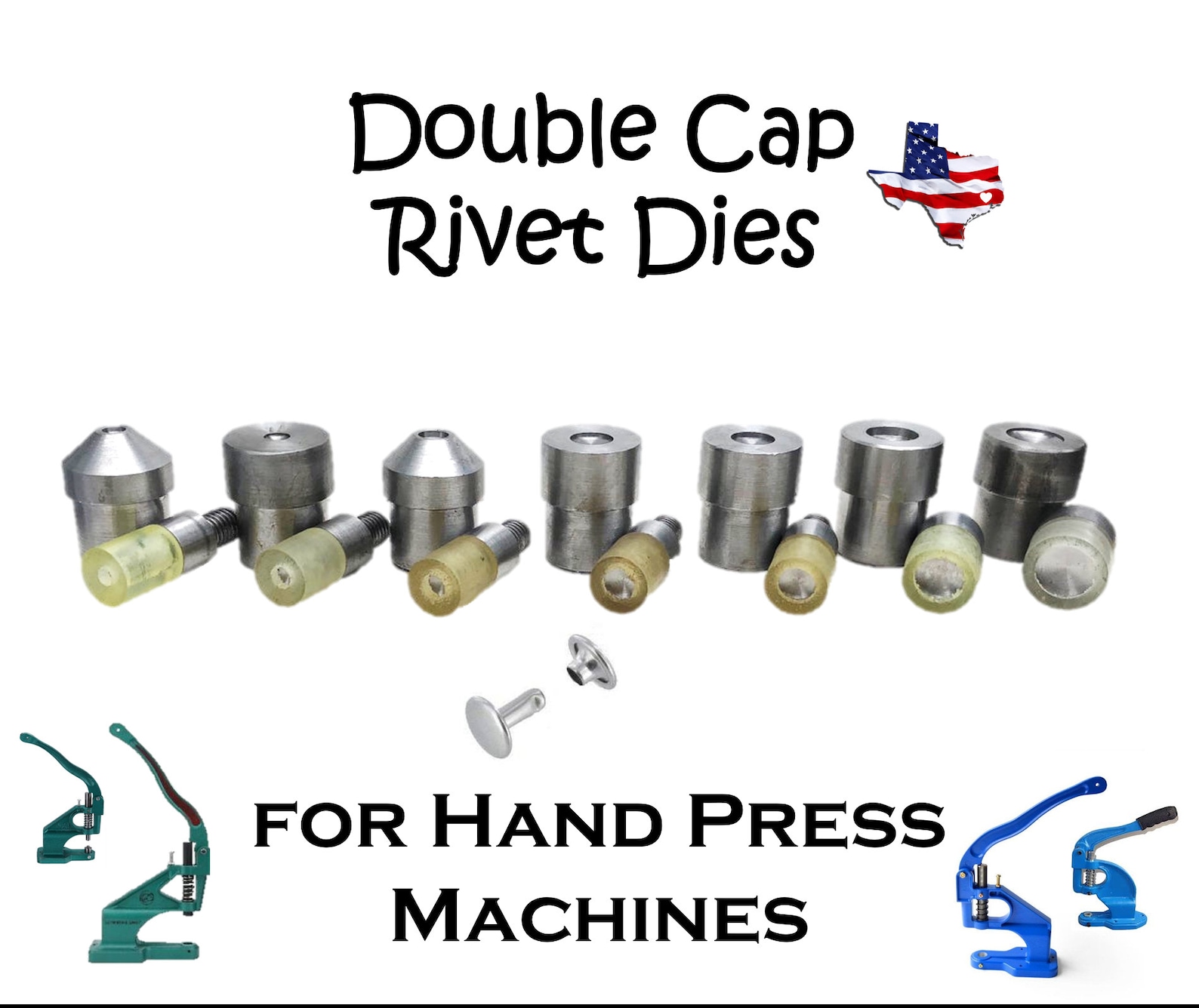 Cap Rivet Dies for Hand Press - 4-15mm Dies for Setting Rivets ...