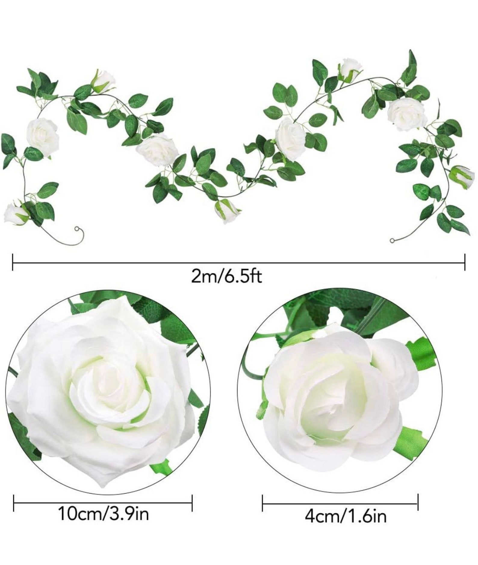 White Rose Garland Silk Flowers Home Decor Minimalist - Etsy