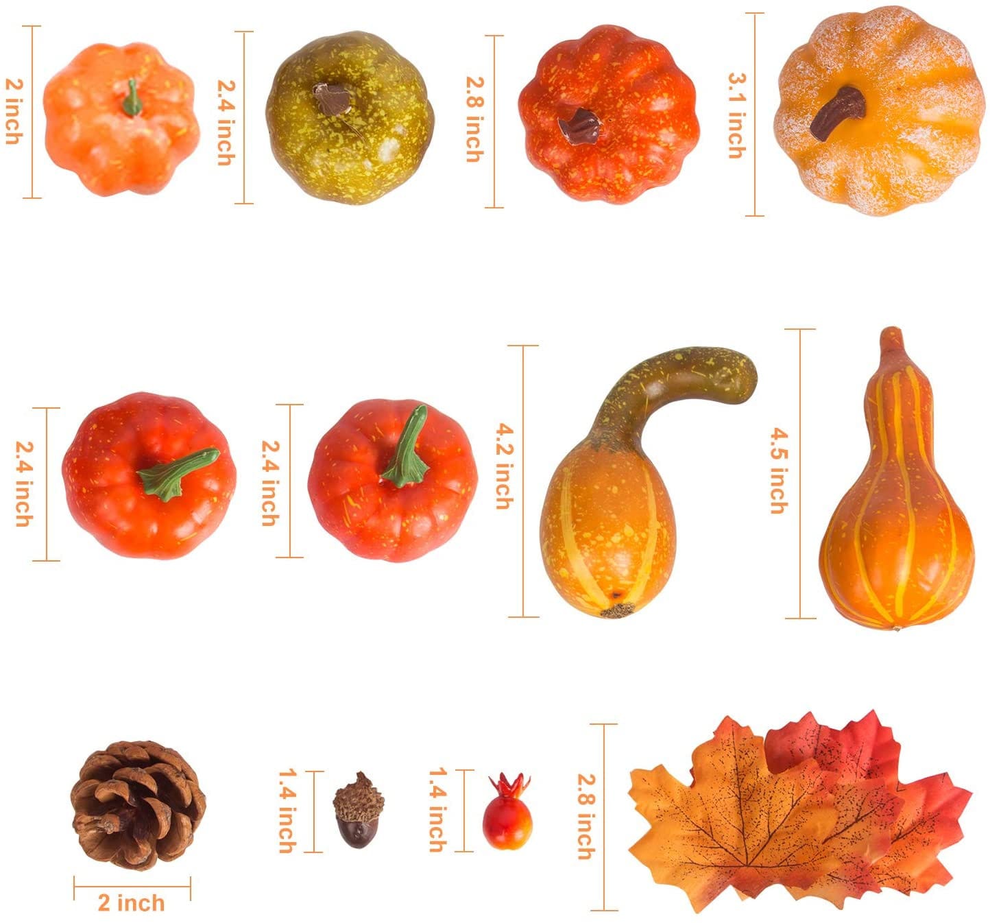 Fall Decor Kit Mini Pumpkins Acorns Pine Cones Leaves for - Etsy