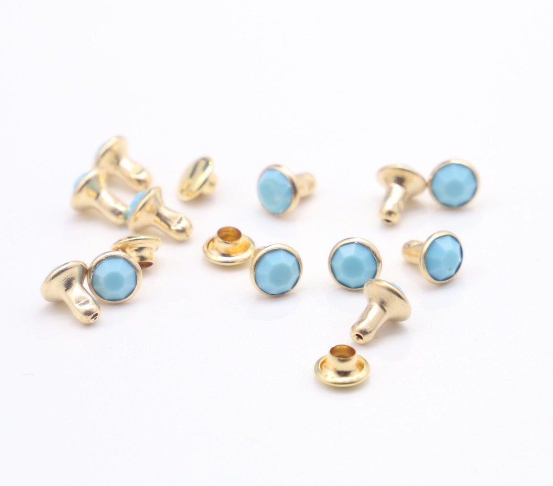 Turquoise Stone Rivets - 6.5mm Glass Crystal Rivets - Gem Rivets for ...