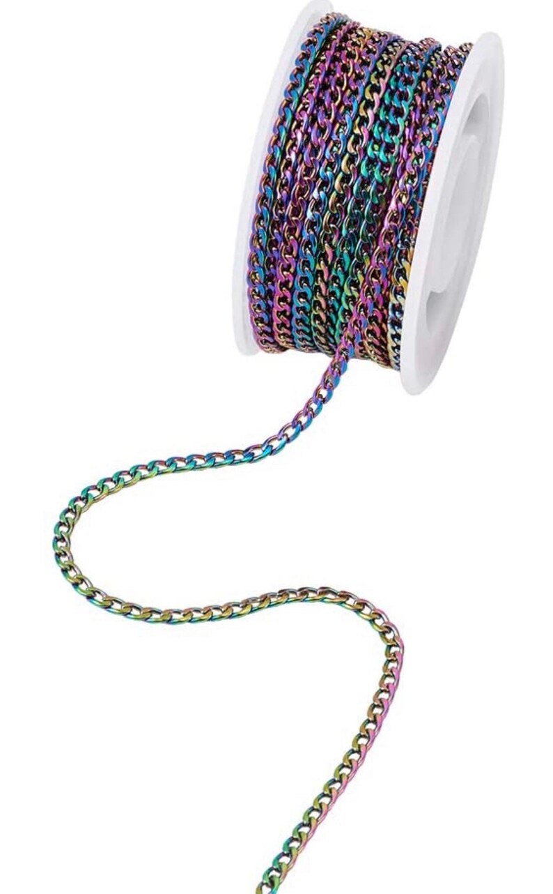 Rainbow Chain for Jewelry Are Crafts 5 Yards - Etsy