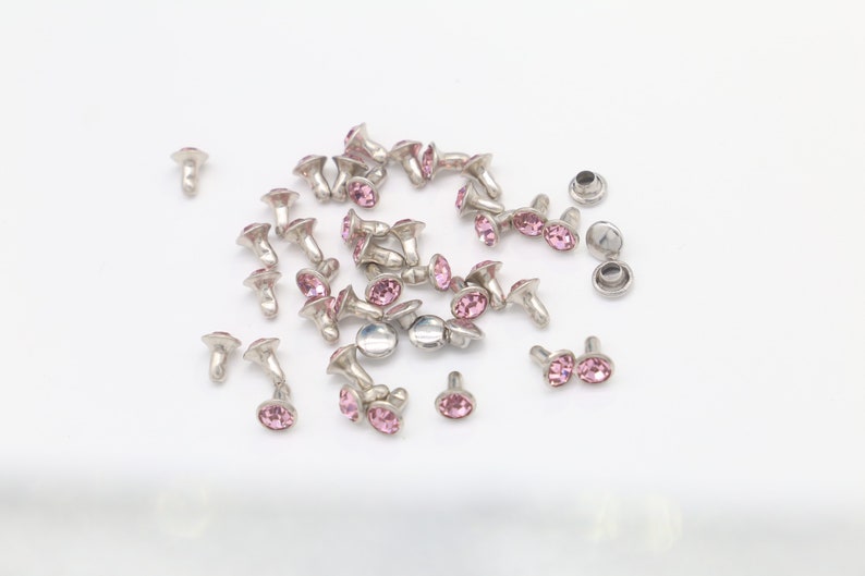 Light Rose Rhinestone Rivets 4mm 6mm 8mm Pink Crystal Rivets - Etsy
