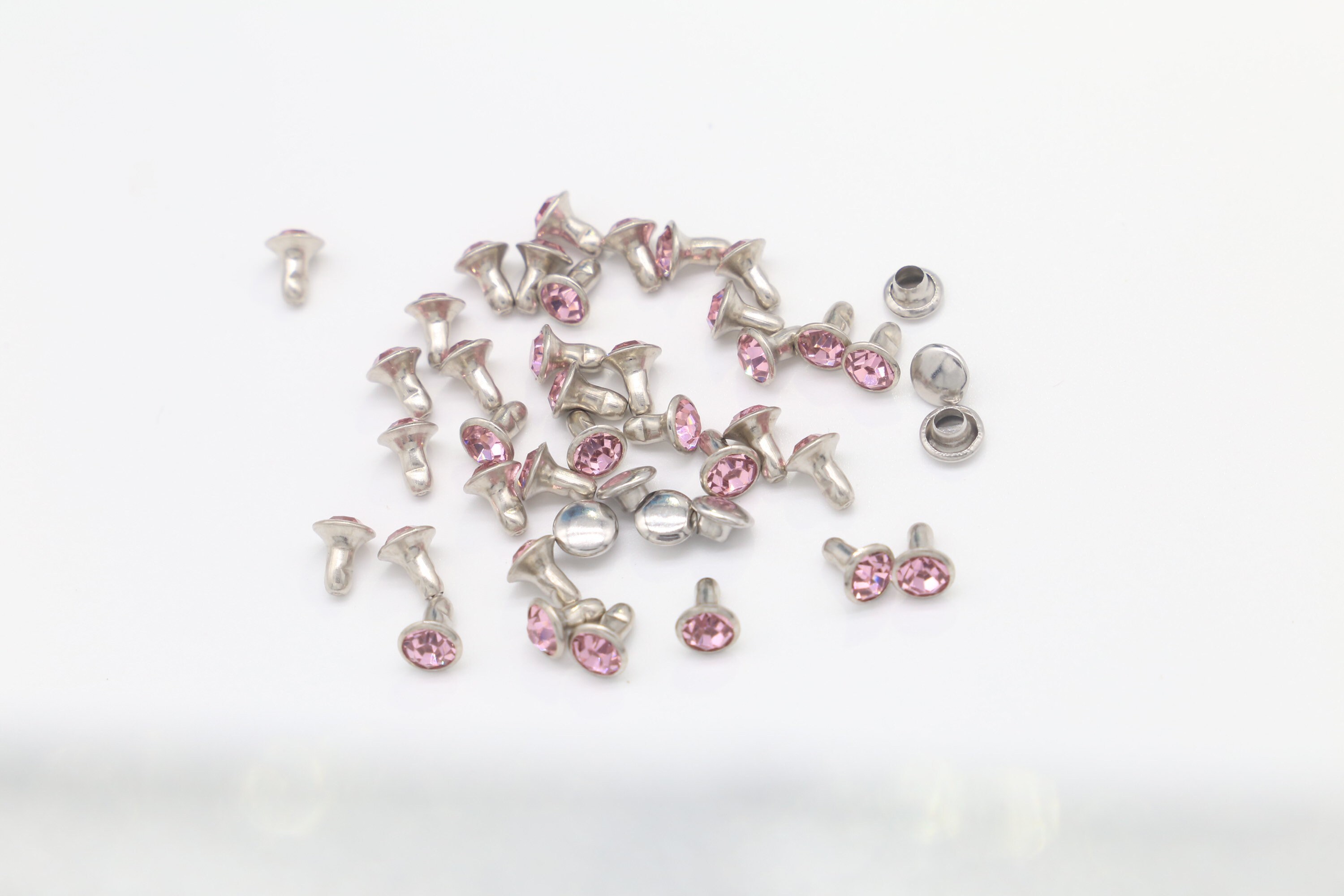 Light Rose Rhinestone Rivets 4mm 6mm 8mm Pink Crystal Rivets | Etsy