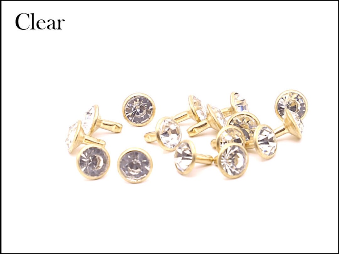 Clear Rhinestone Rivets - 10mm 9mm 8mm 7mm 6mm 5mm 4mm Crystal Rivets ...