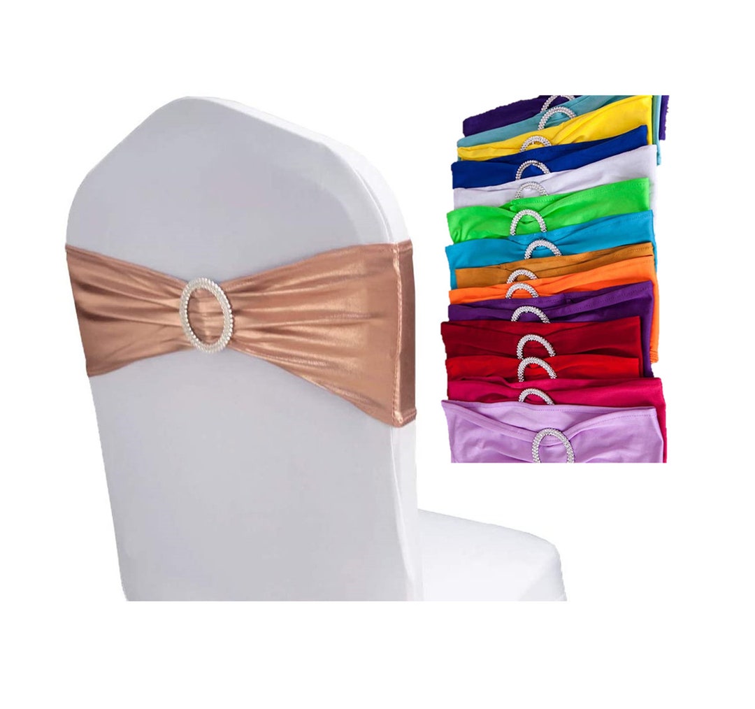 Chair Bow - Spandex Elastic Chair Sash Bands With Crystal Buckle ...