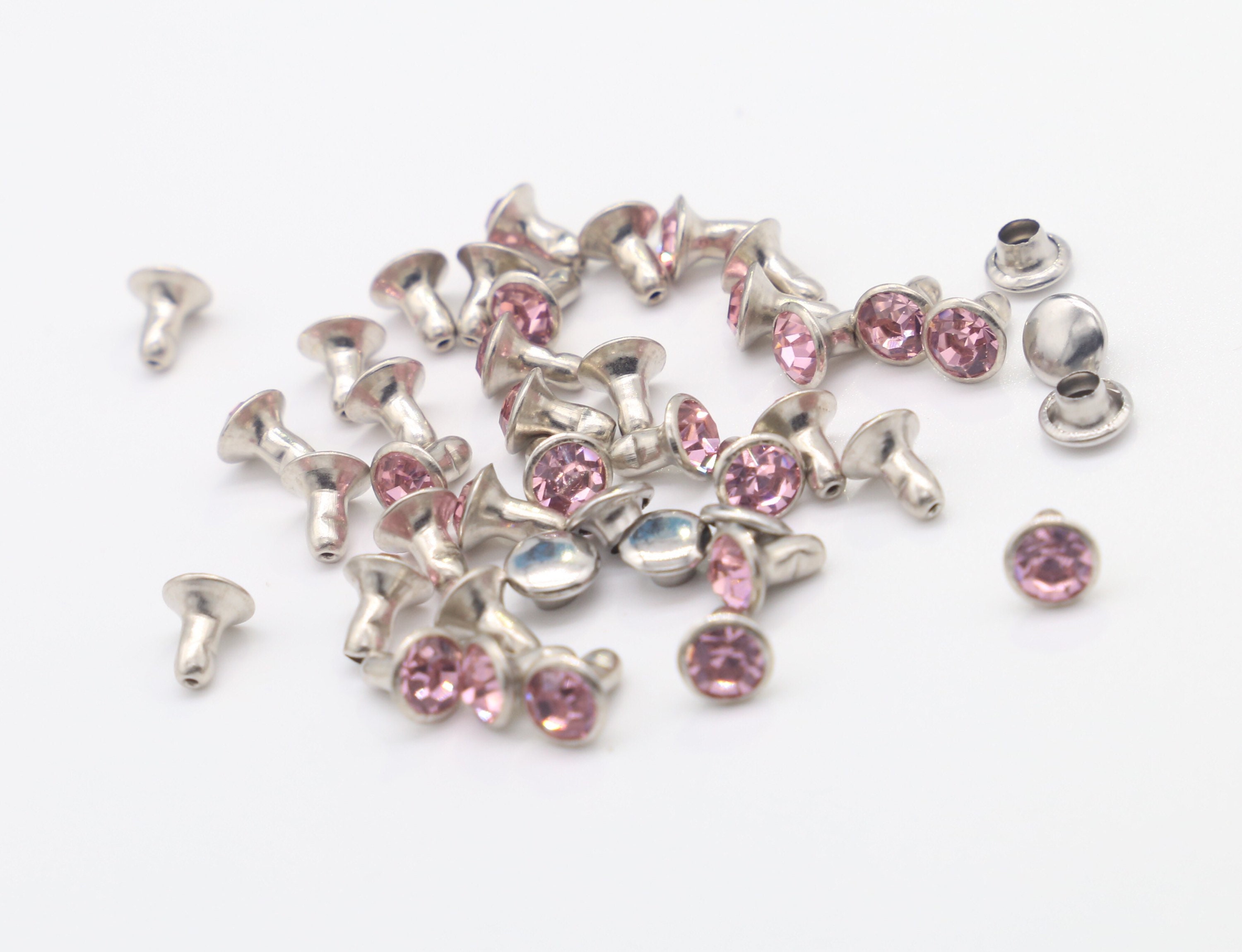 Light Rose Rhinestone Rivets 8mm Pink Crystal Rivets Gem - Etsy
