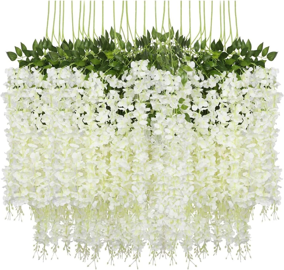 Wisteria Hanging Flowers - Silk Flower Stems - Wedding Wisteria Floral ...