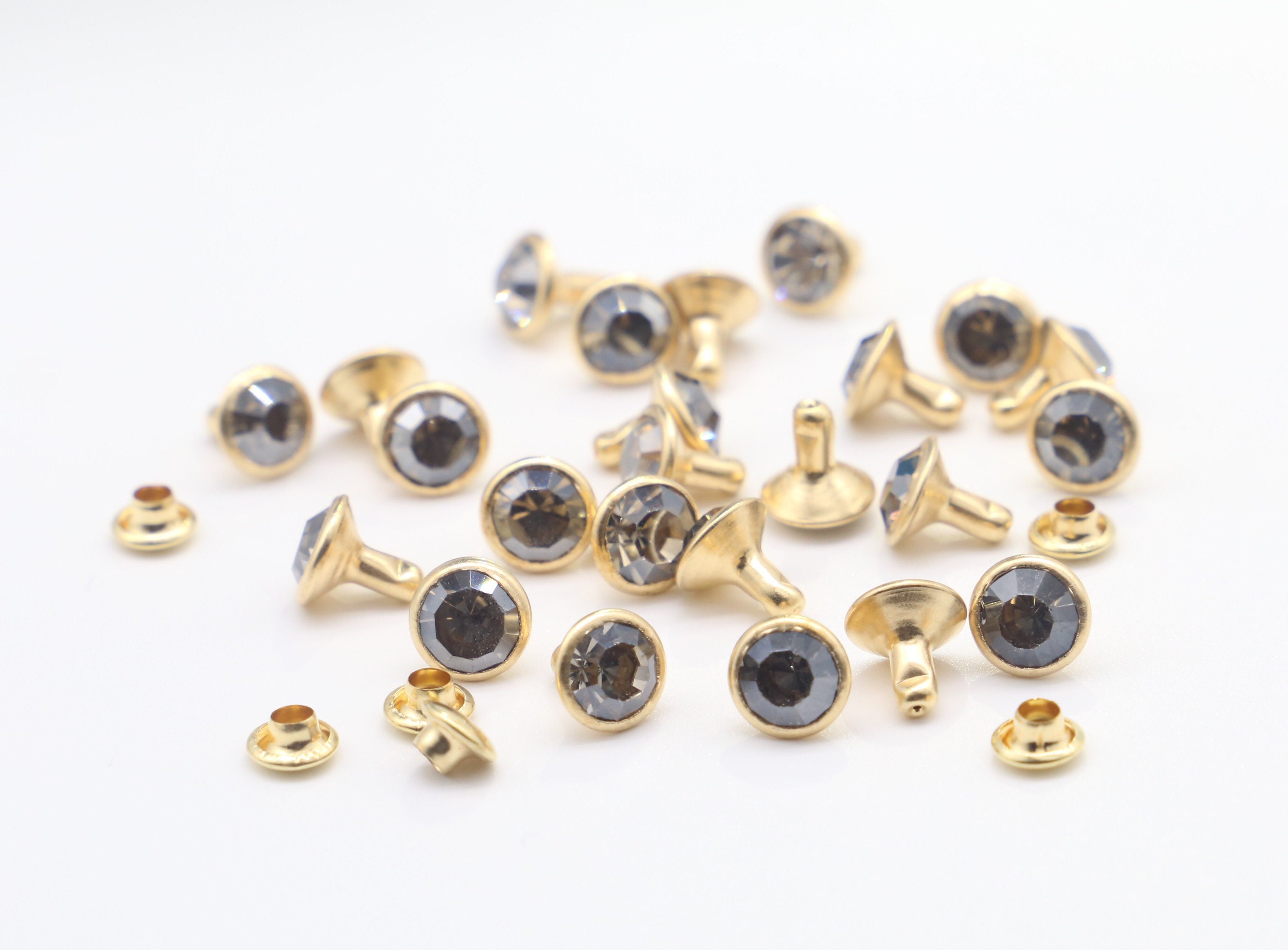 Rhinestone Rivets 100ct 4mm 6mm 8mm Silver Gold and Rose - Etsy