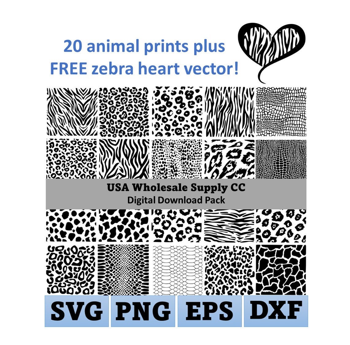 Animal Print Svg Bundle 22 Animal Prints W/ FREE Zebra Heart - Etsy