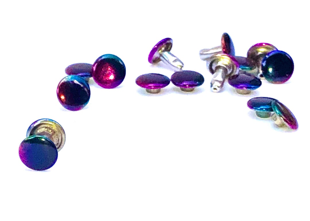 Dark Rainbow Rivets for Leather - 20ct 6mm 8mm Double Cap Rainbow ...