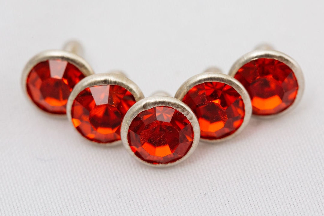 Orange Rhinestone Rivets - 4mm 6mm 8mm Hyacinth Crystal Rivets - Gem ...