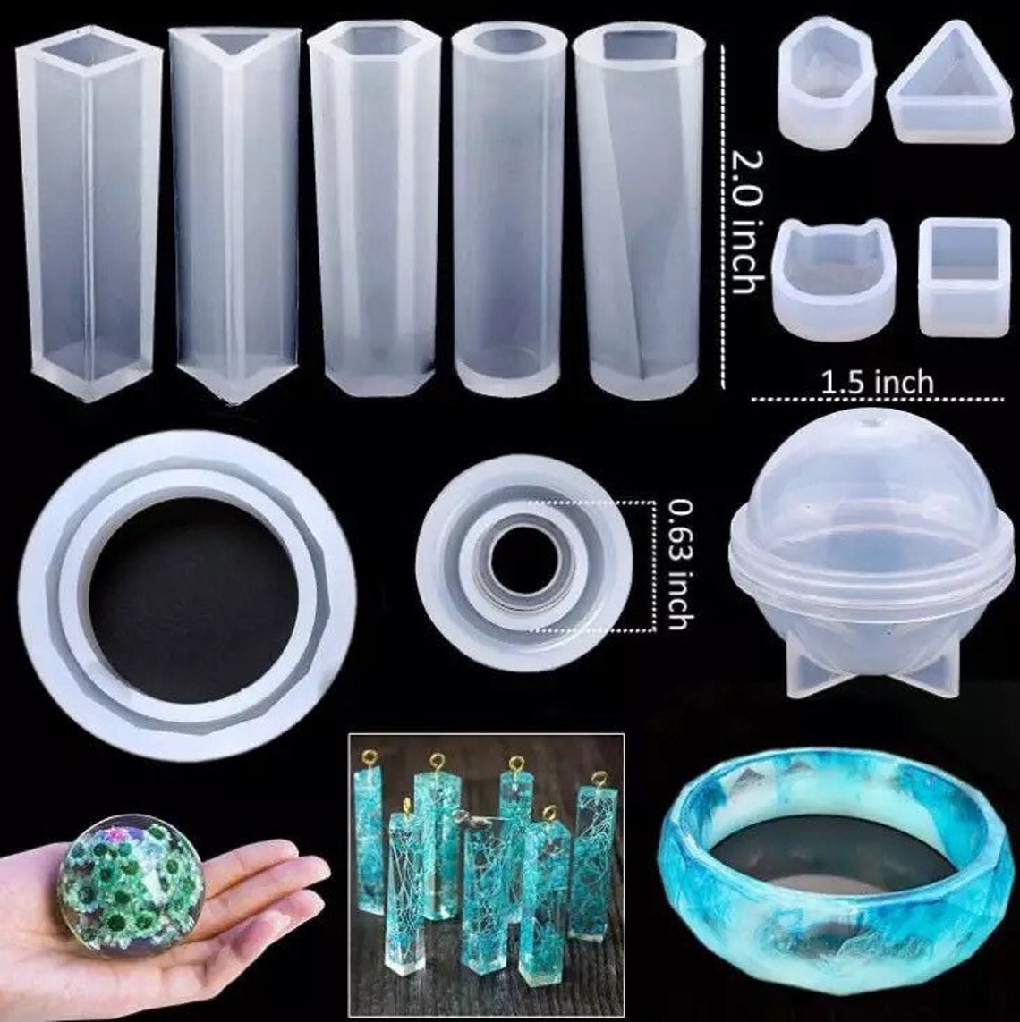 83pc Resin Jewelry Starter Kit - Pendant, Bracelet Charm, Sphere ...