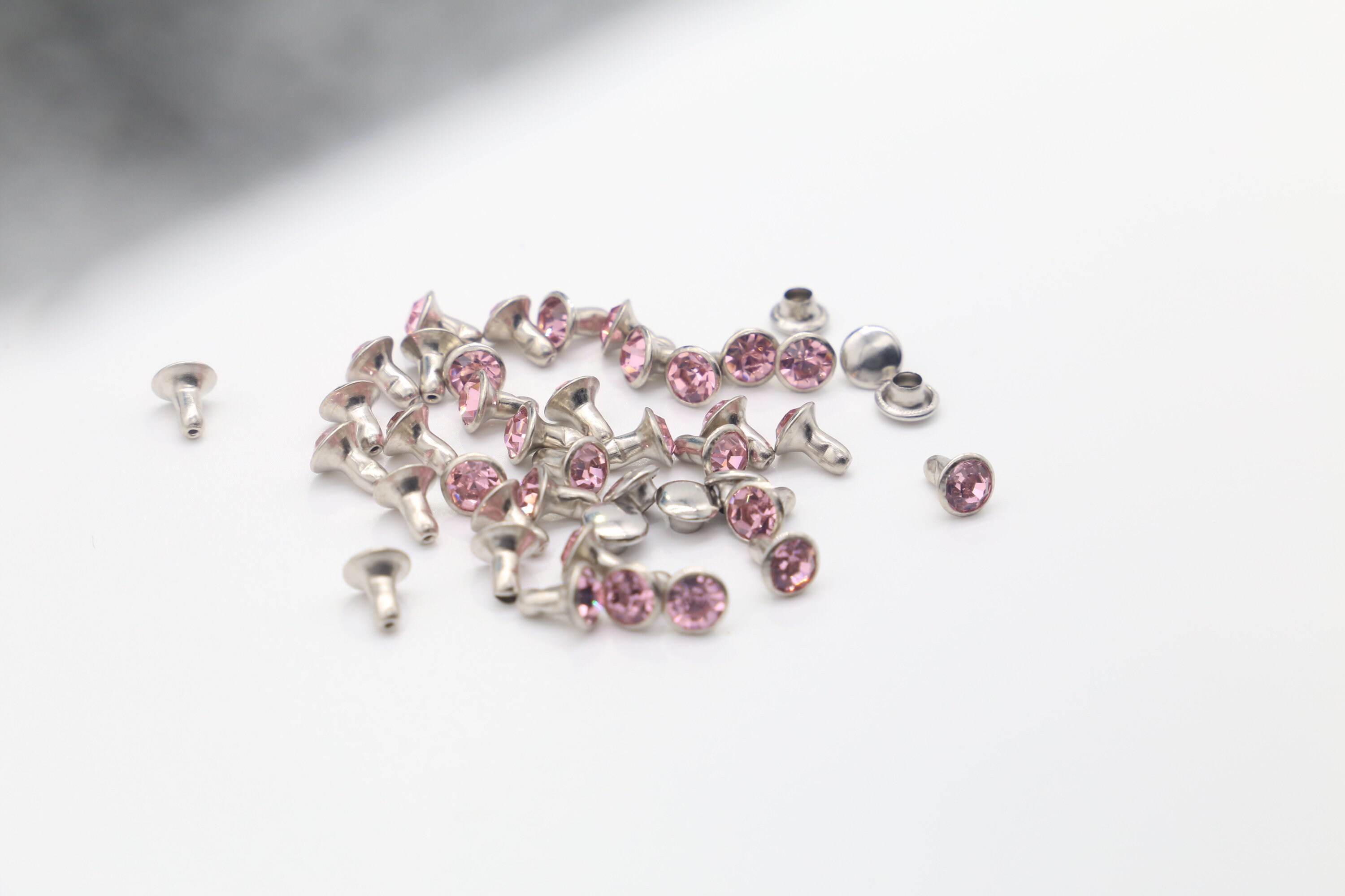 Light Rose Rhinestone Rivets 4mm 6mm 8mm Pink Crystal Rivets - Etsy