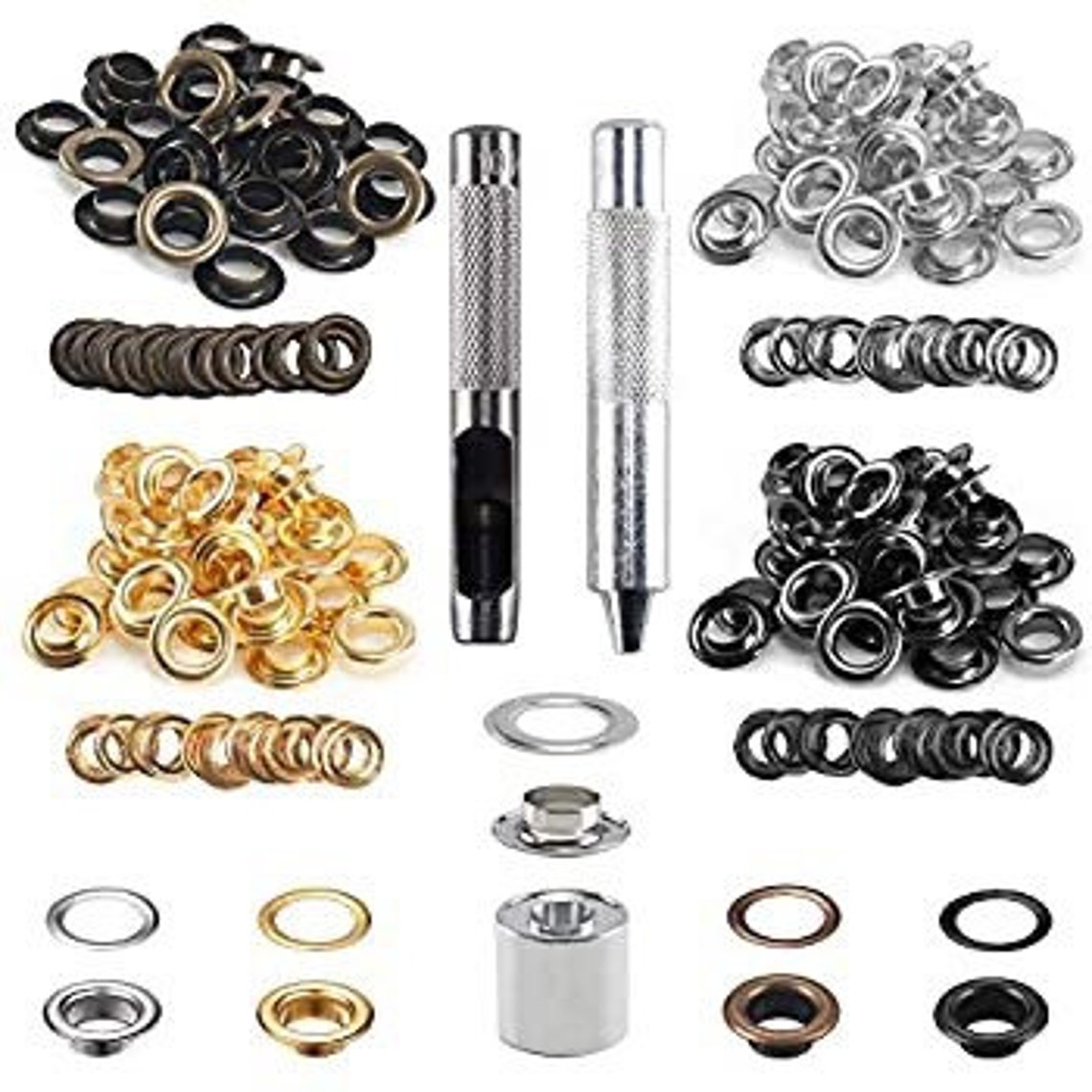 Metal Grommet Kit - 200 Set 5/16" 8mm Eyelets With Washers, Eyelet ...