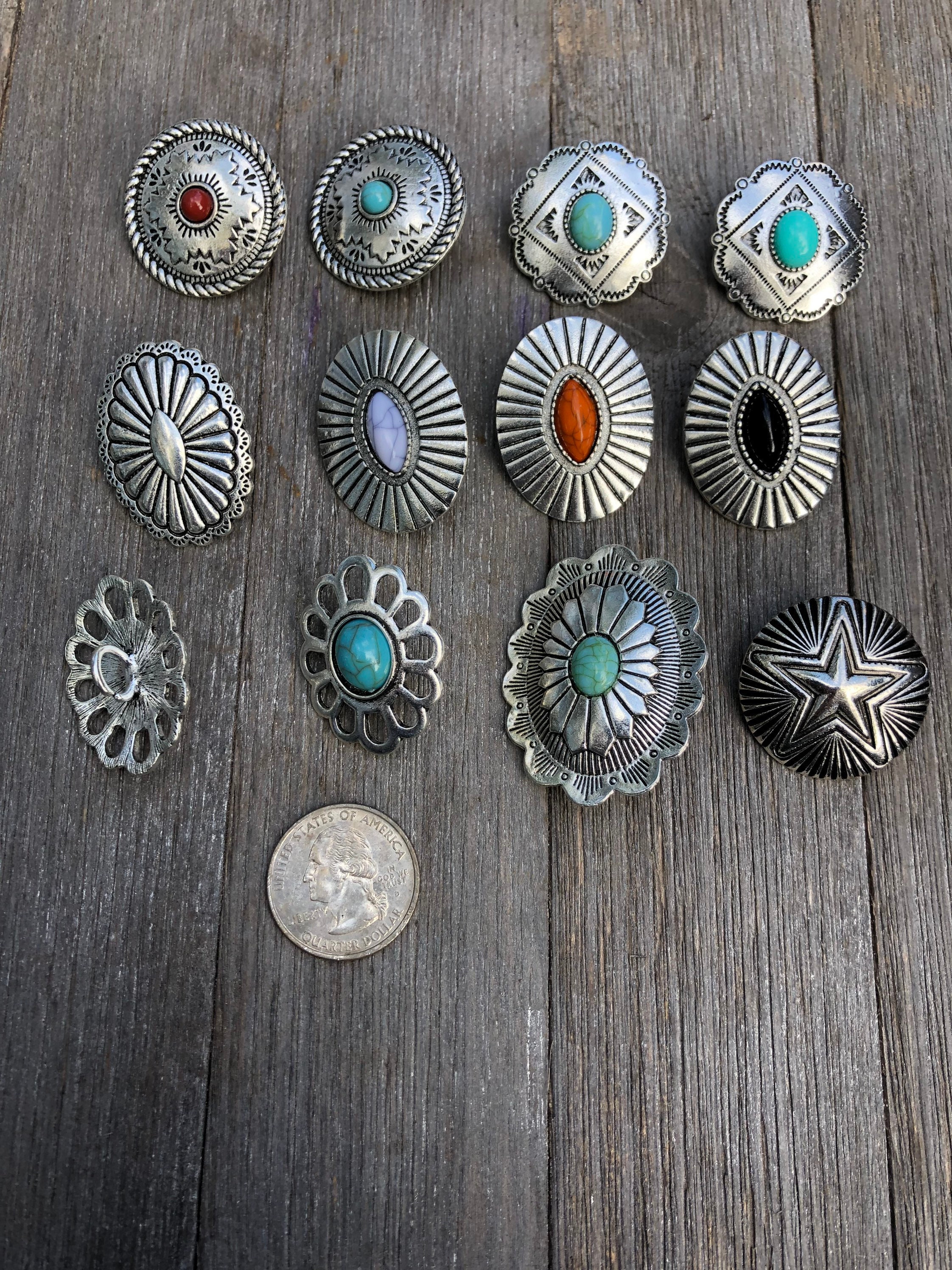 Turquoise Metal Concho Button Sew on Western Button P - Etsy