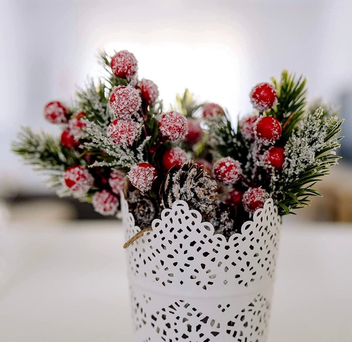 Christmas Decor Pine Snow Berry Boughs Winter Stems - Etsy
