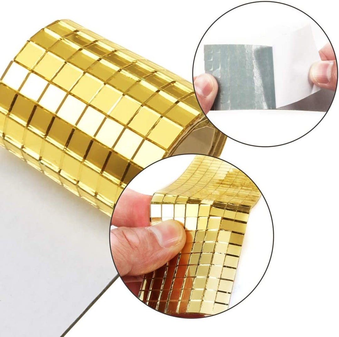 Mosaic Mirror Tiles - Self Adhesive Silver Gold Rose Mirror Tiles for ...