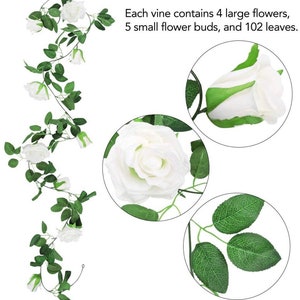 White Rose Garland - Silk Flowers - Home Decor - Minimalist Winter ...