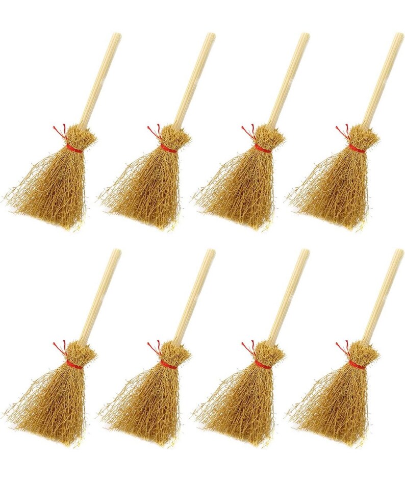 Mini Straw Witch Brooms 10ct - Halloween Decor, DIY Crafts - Miniature ...