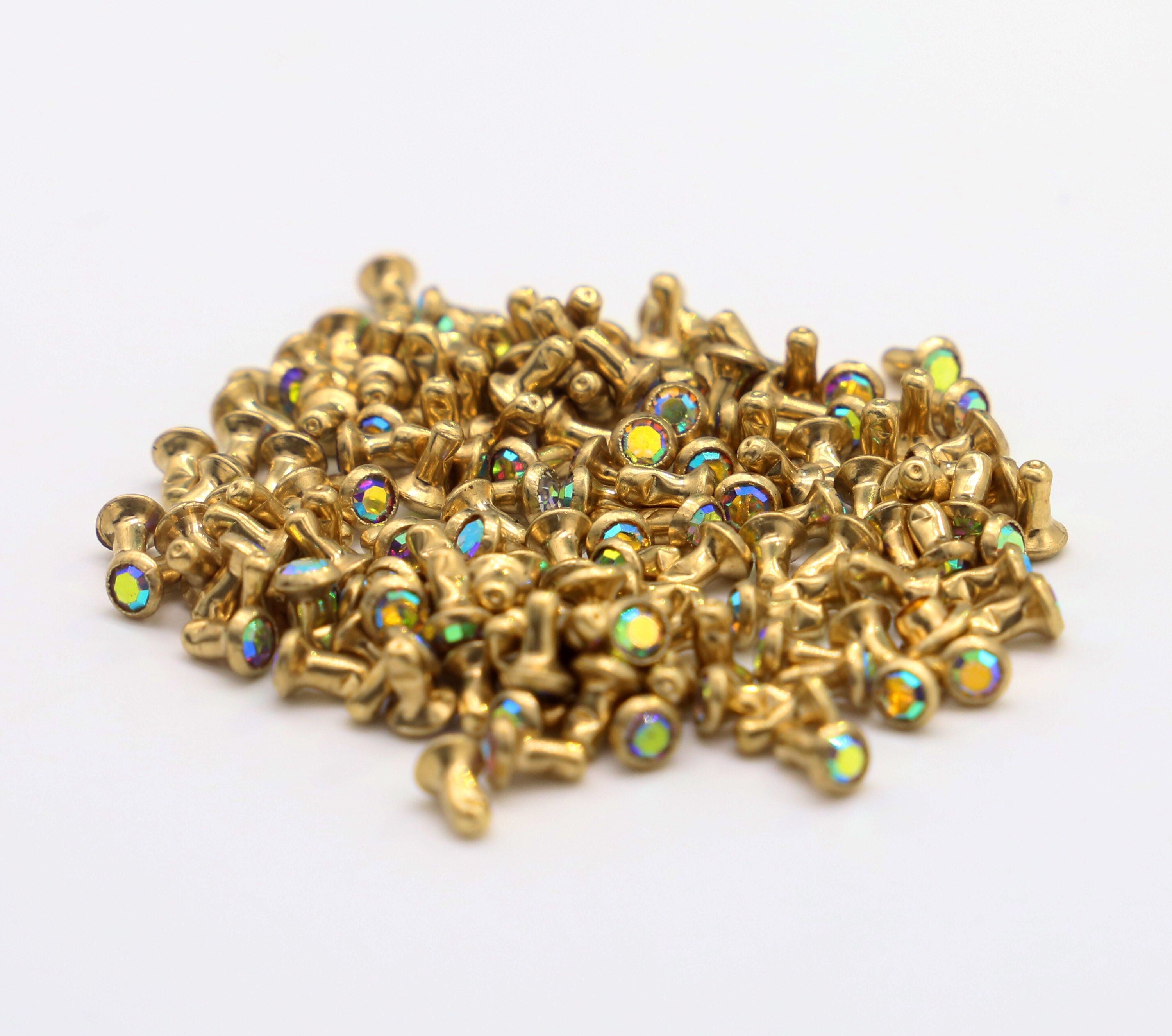 AB Rhinestone Rivets - 8mm Crystal Rivets - Gem Rivets for Leather -47 ...
