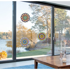 Stained Glass Mandala Art Kit - DIY Window Clings With Markers, 10 ...