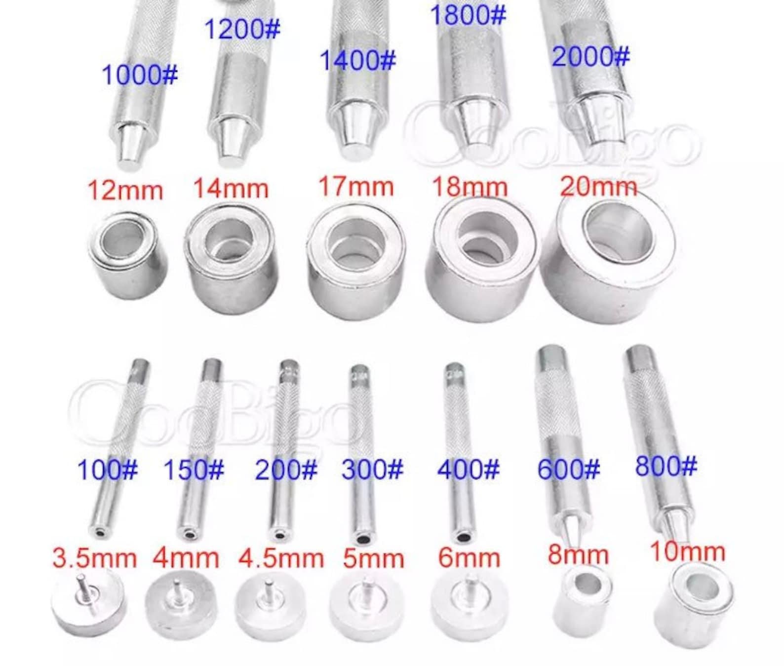 Cap - Crystal - Dome Rivet Setter - Individual Tools 4-6-8-10-12-15mm ...
