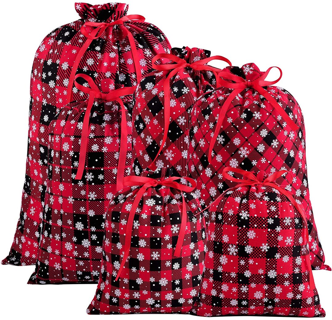 Snowflake Gift Sack Set - 5ct Plaid Christmas Gift Bag in Large and XL ...