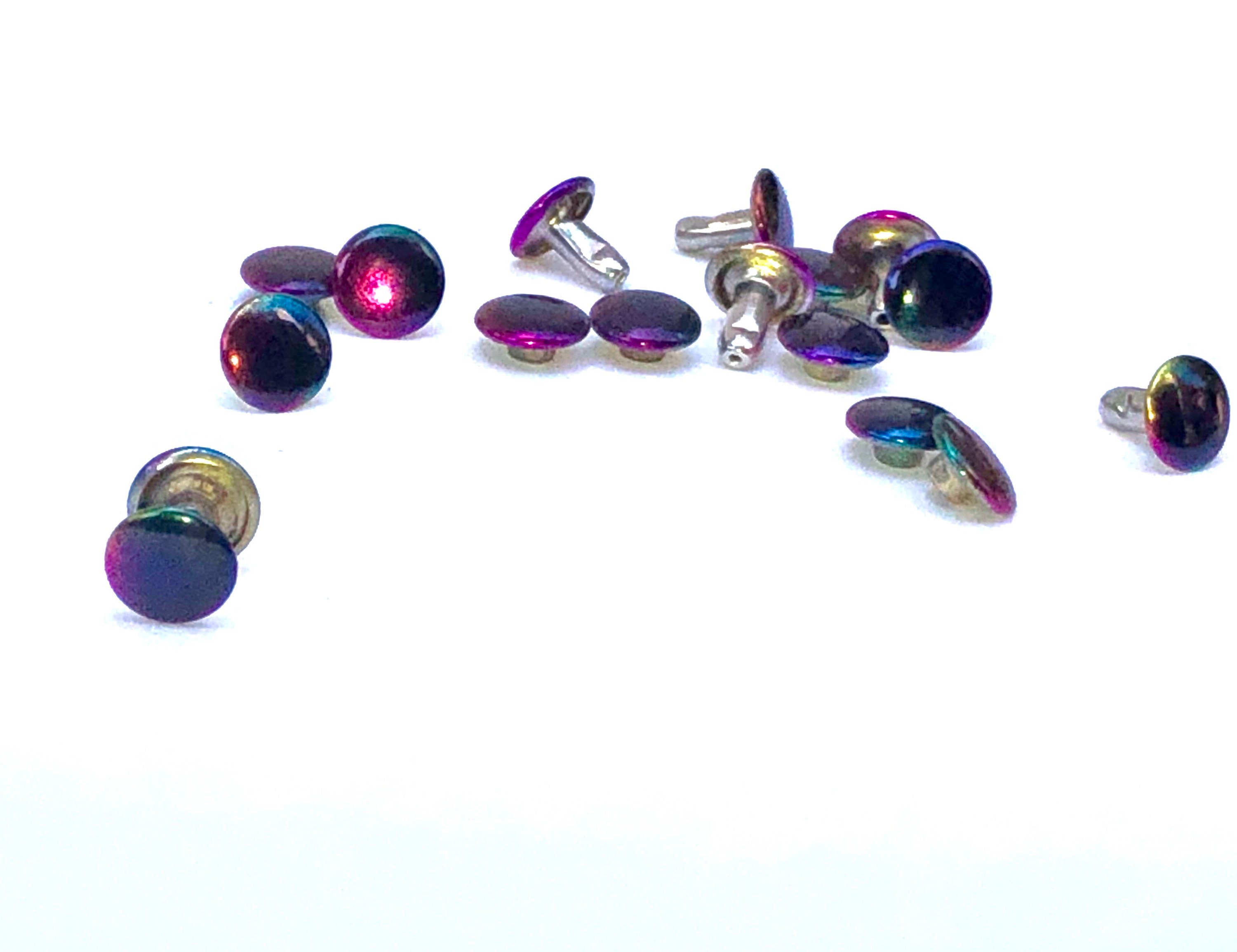 Dark Rainbow Rivets for Leather 20ct 6mm 8mm Double Cap - Etsy