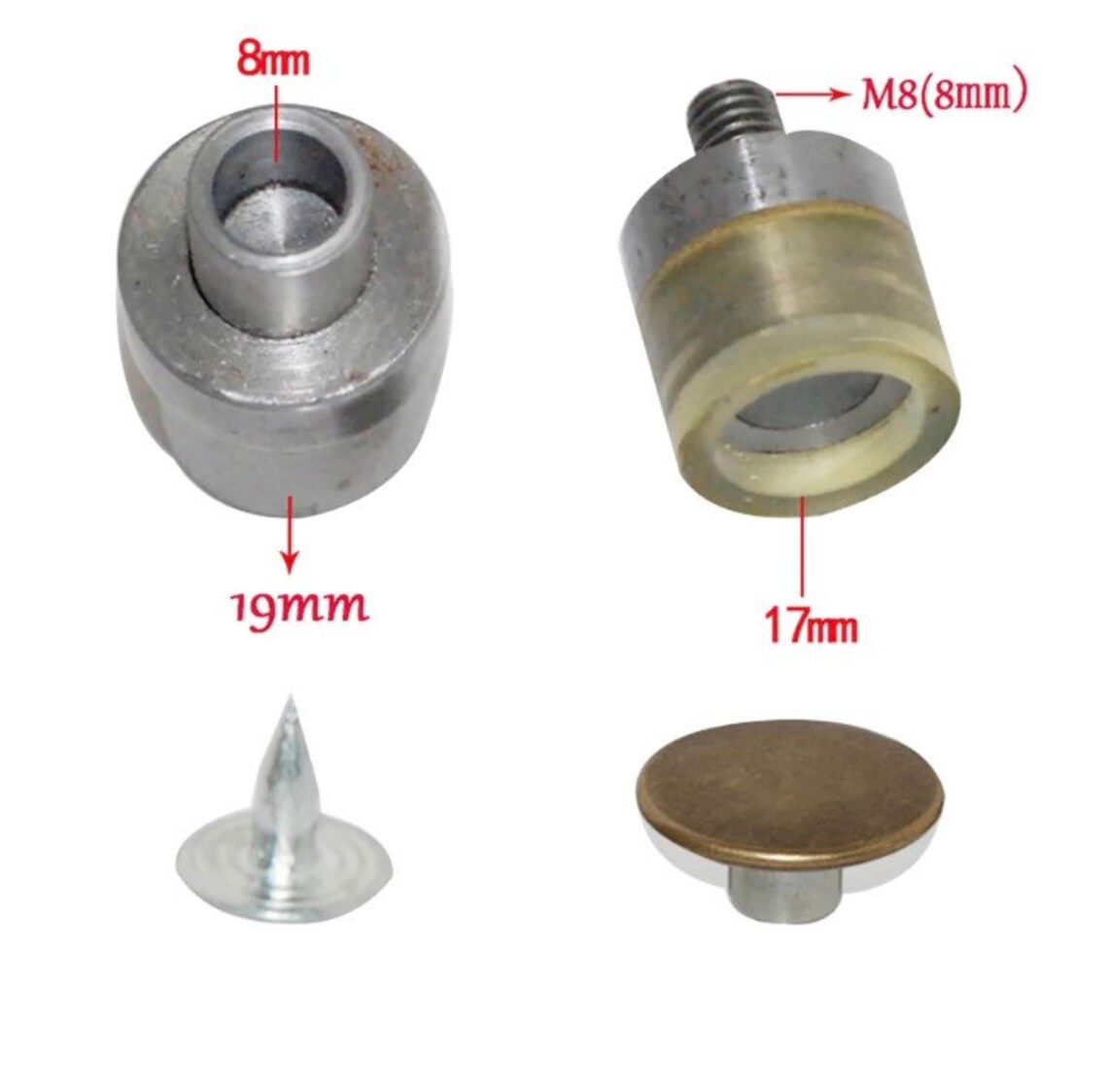 Jean Tack Button Dies for Hand Press - 15-20mm Dies for Setting Jean ...