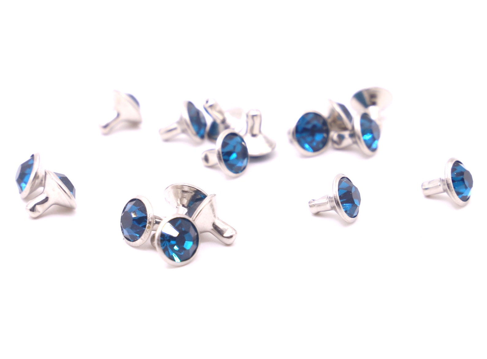 Blue Zircon Rhinestone Rivets - 8mm Crystal Rivets - Gem Rivets for ...