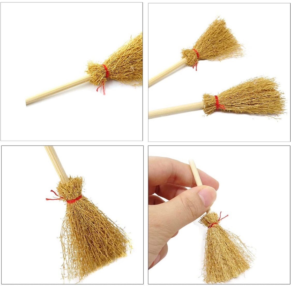 Mini Straw Witch Brooms 10ct - Halloween Decor, DIY Crafts - Miniature ...