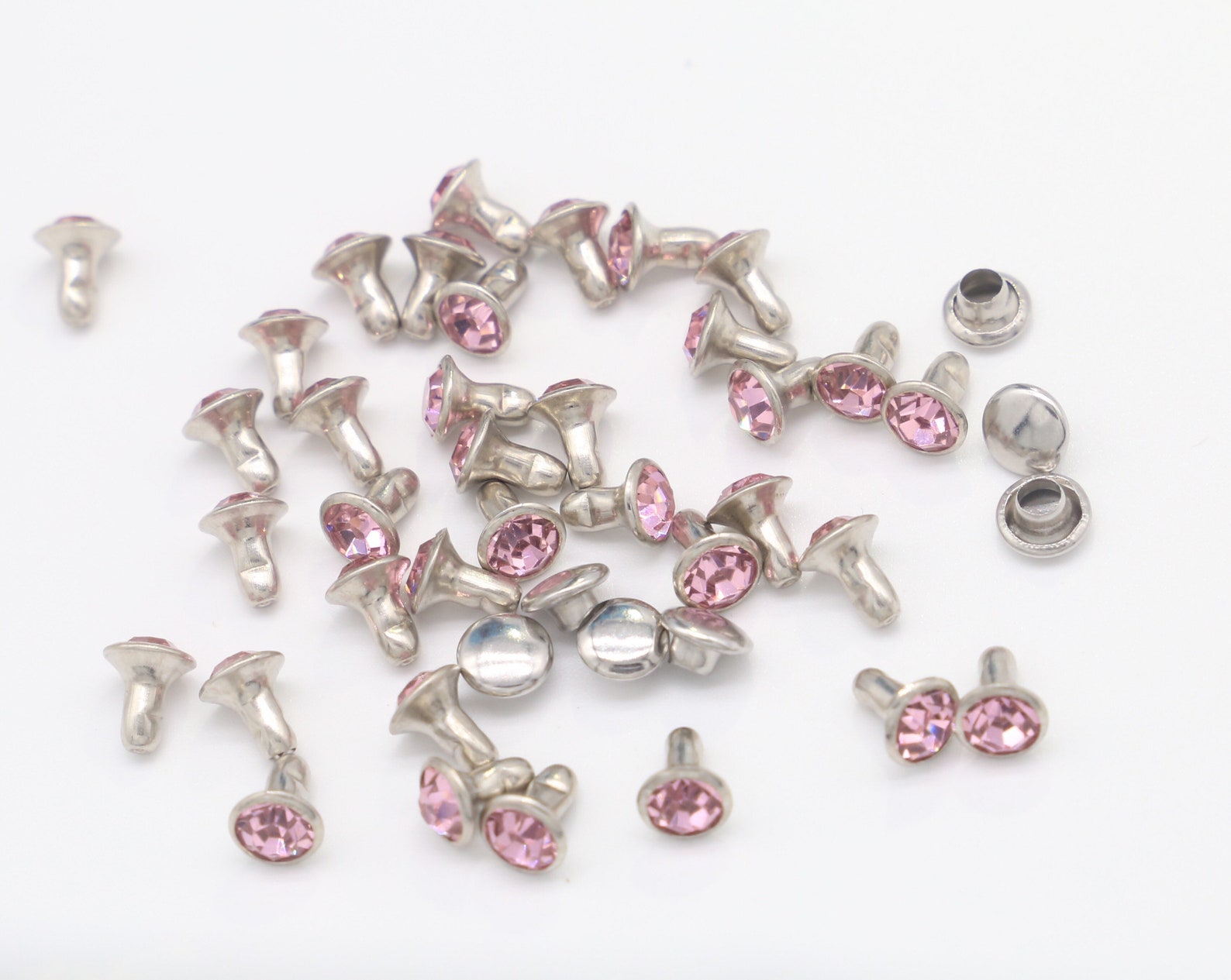 Light Rose Rhinestone Rivets 8mm Pink Crystal Rivets Gem - Etsy