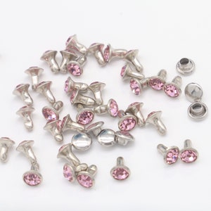 Light Rose Rhinestone Rivets - 8mm Pink Crystal Rivets - Gem Rivets for ...
