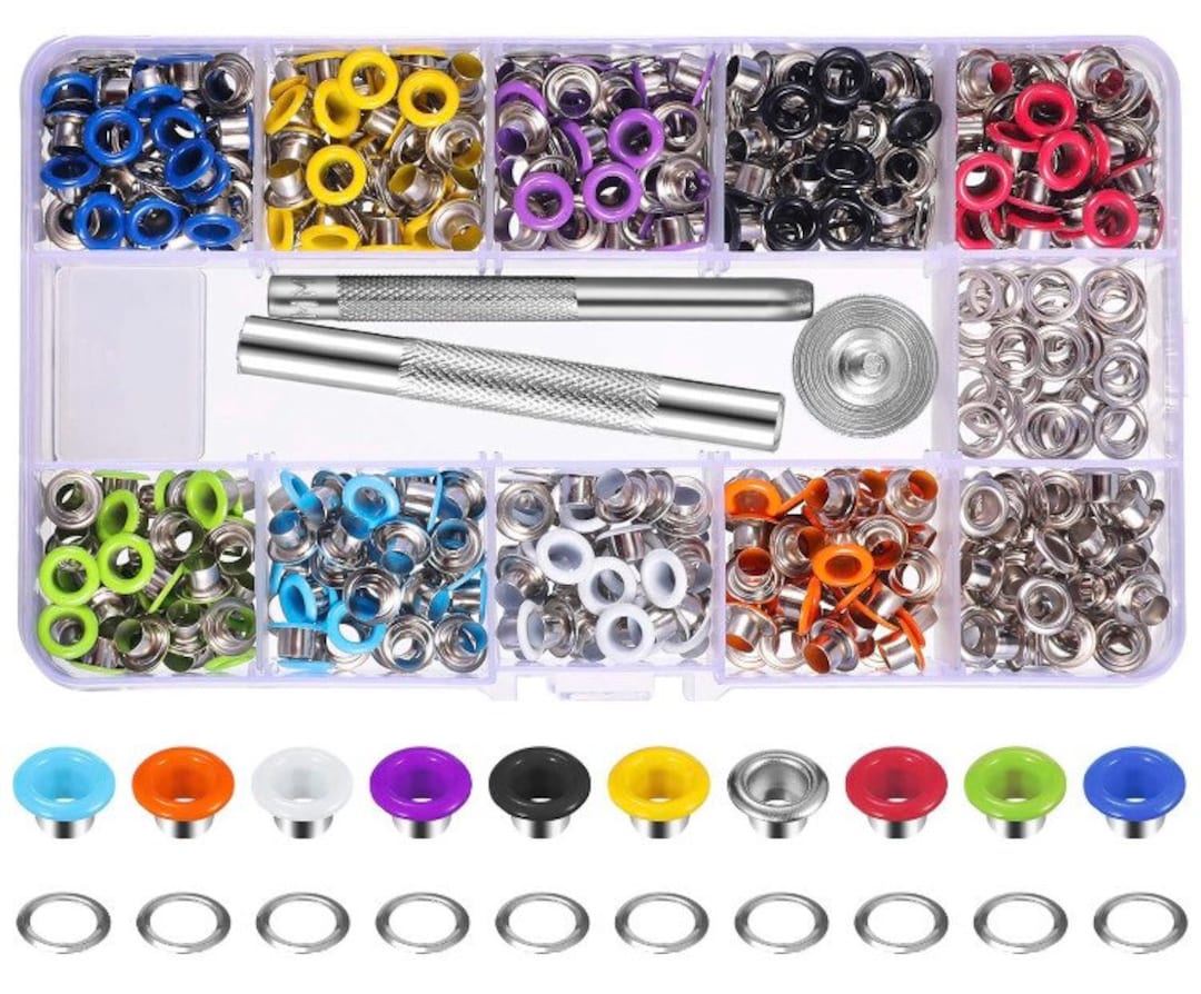 Colored Grommet Kit - 400pc 3/16" 5mm Eyelets With Washers, Eyelet ...