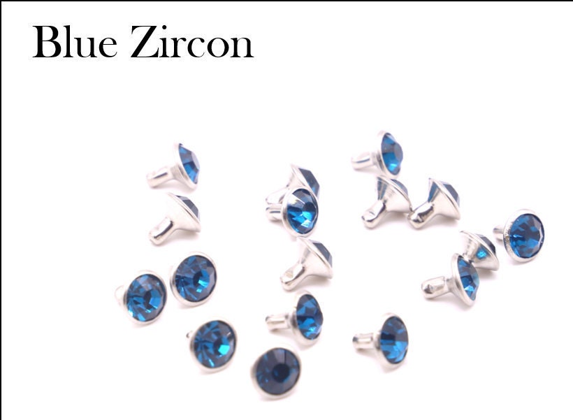Blue Zircon Rhinestone Rivets 8mm Crystal Rivets Gem | Etsy