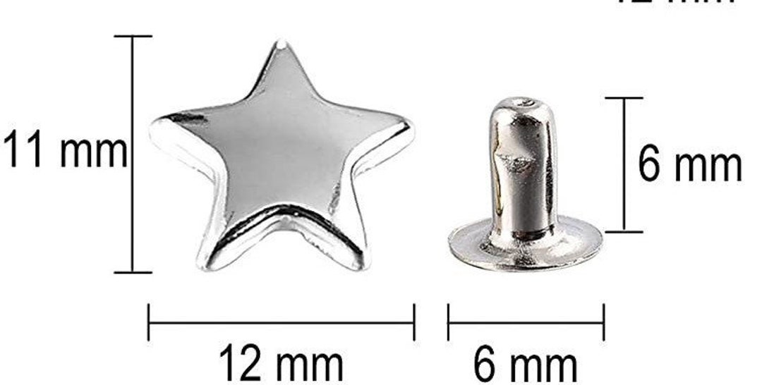 Silver Star Rivets - 20ct Star Shaped Rivets for Leather, Clothes ...