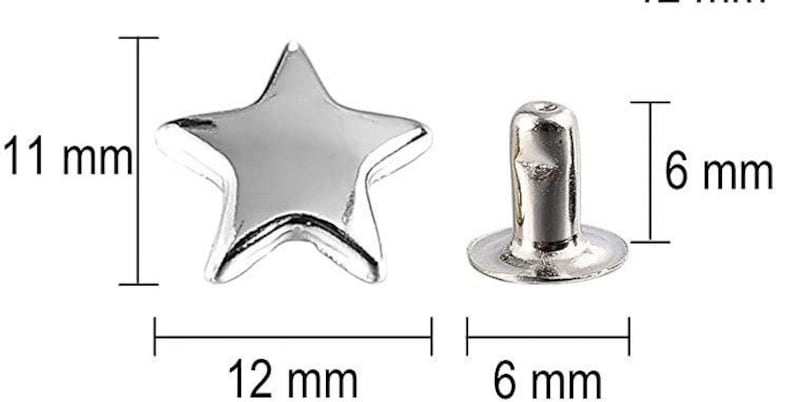 Silver Star Rivets - 20ct Star Shaped Rivets for Leather, Clothes ...
