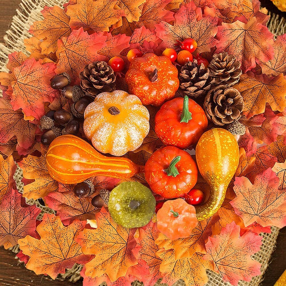 Fall Decor Kit Mini Pumpkins Acorns Pine Cones Leaves for - Etsy