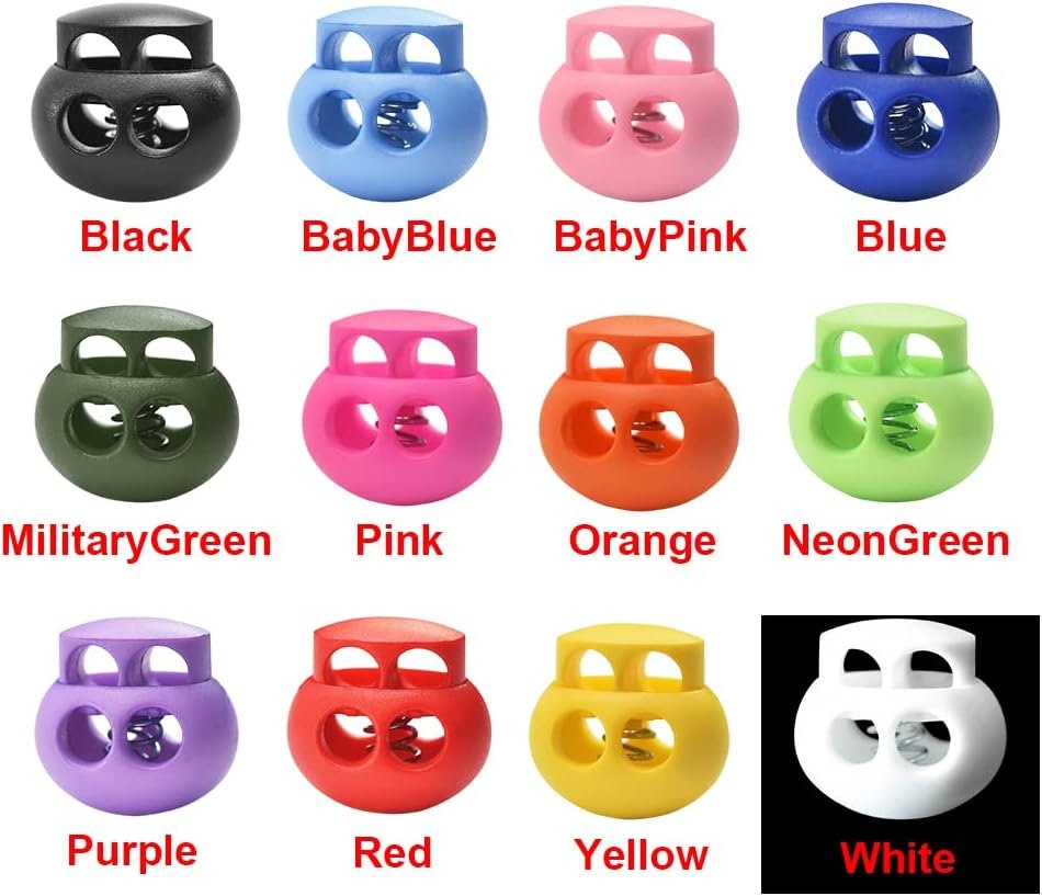 Cord Locks - Double Hole Drawstring Shoelace Elastic Paracord Lock ...