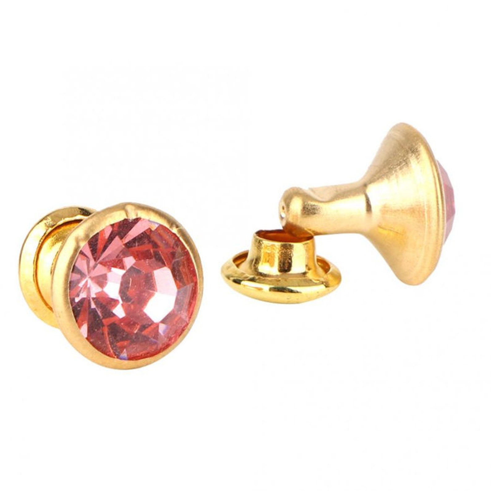 Light Rose Pink Rhinestone Rivets - 20 8mm Gold Post Crystal Rivets ...