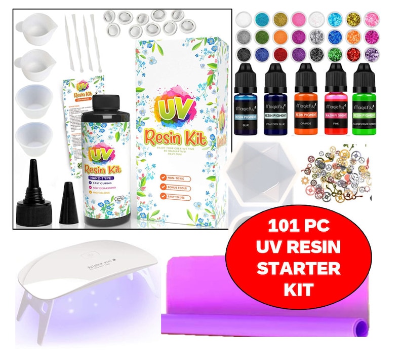 UV Resin Starter Kit With Light, UV Resin, UV Resin Dye, Resin Mold ...