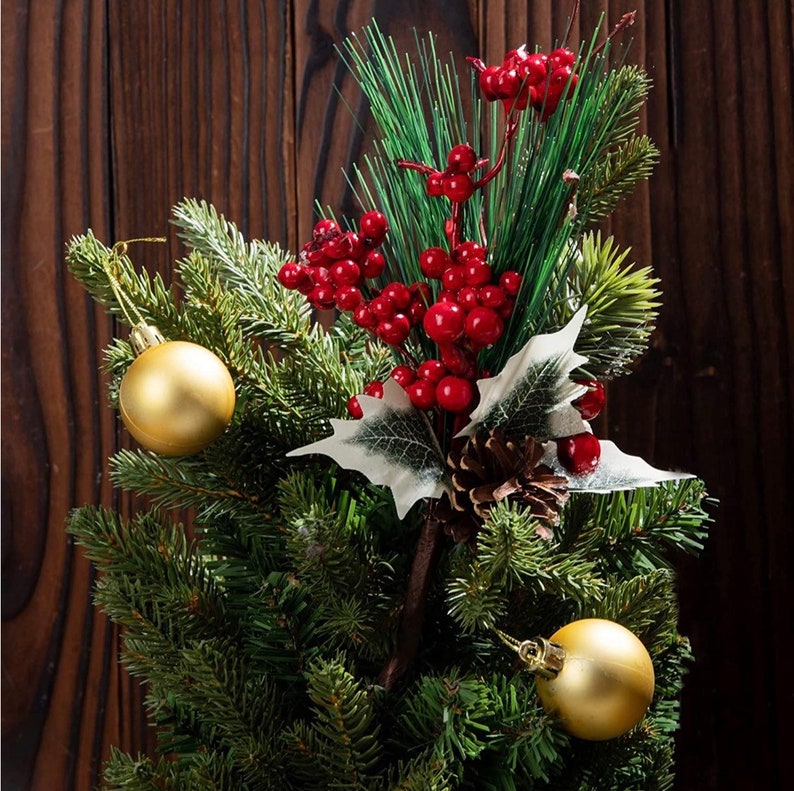 Holly and Pine Boughs With Red Berries Christmas Decor - Etsy