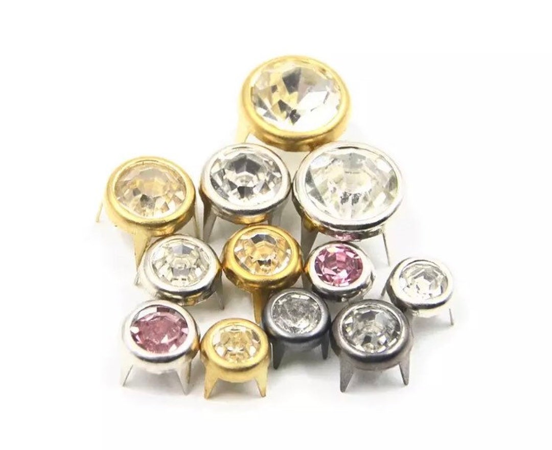 Rhinestone Claw Rivets - 6mm 7mm 10mm Crystal Spike Prong Rivets ...