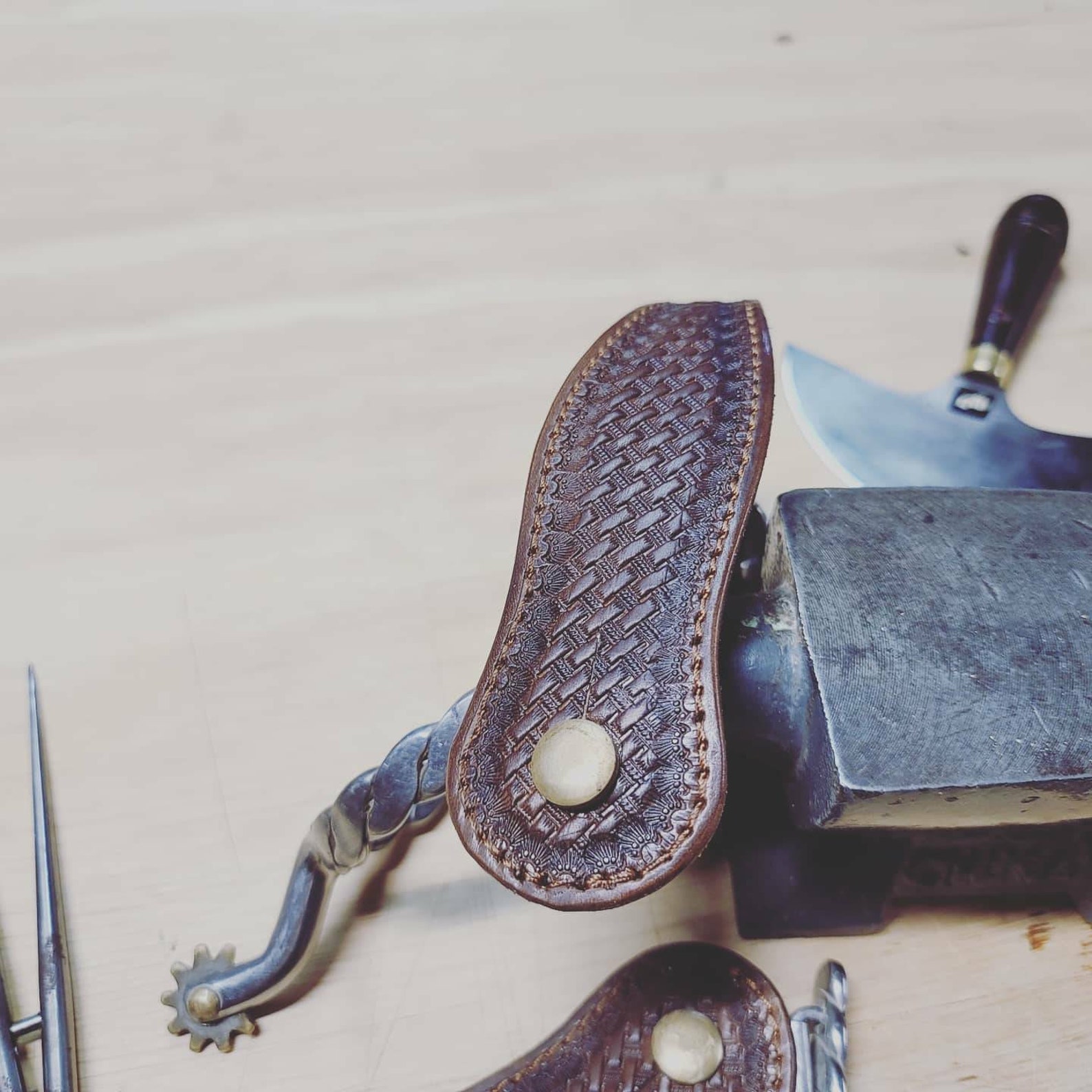 Handmade Spur Straps Handtooled Basketweave Tooling - Etsy