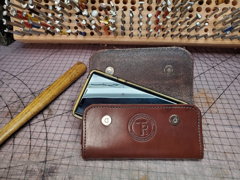 Hand Carved Leather Cell Phone Holster Barbed Wire Pattern - Etsy