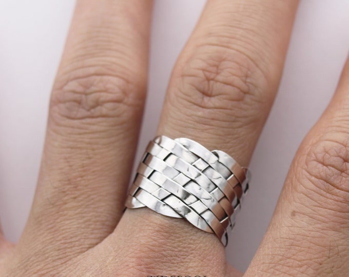 Sterling Silver Wide Silver Weave Ring 925 Sterling Silver - Etsy