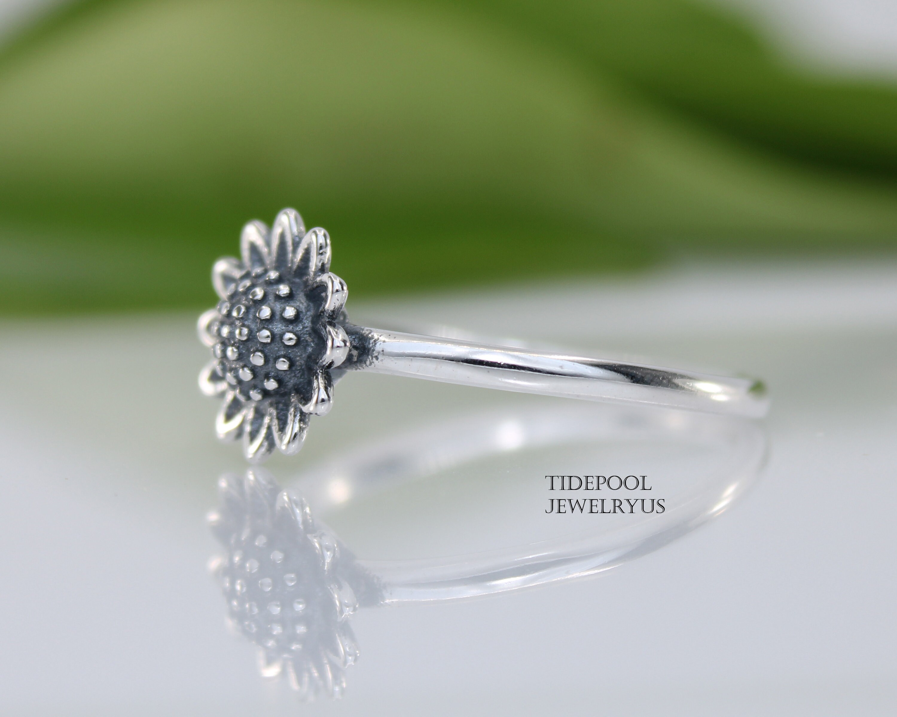 Dainty Sunflower Ring Flower Ring Sterling Silver Ring | Etsy